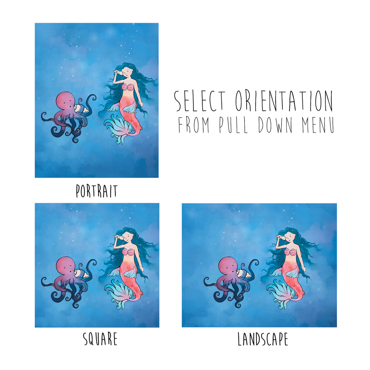 Mermaid and Octopus Art Print– Lower Woodland Studio