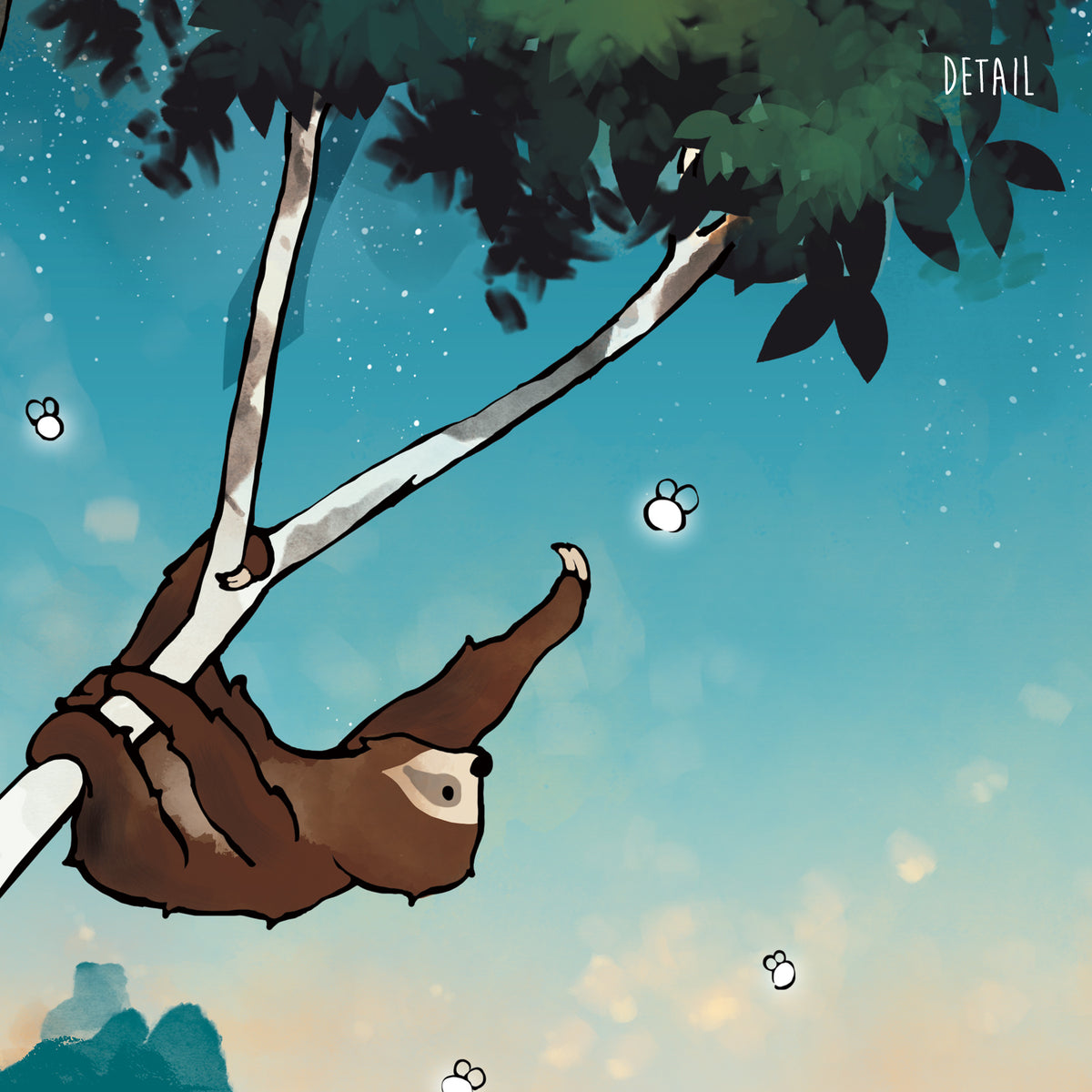Sloth Art Print - Chasing bugs– Lower Woodland Studio